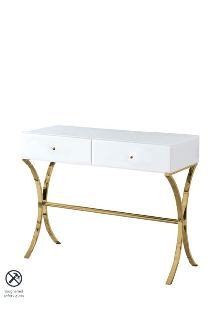 Search My-furniture- Aurelia White and Champagne Gold Dressing Console ...