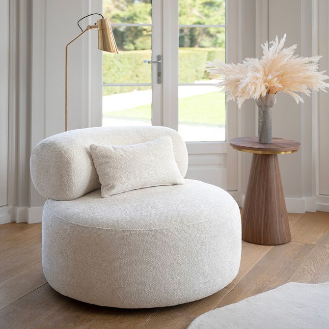 Rolls Swivel Chair Ivory Chenille