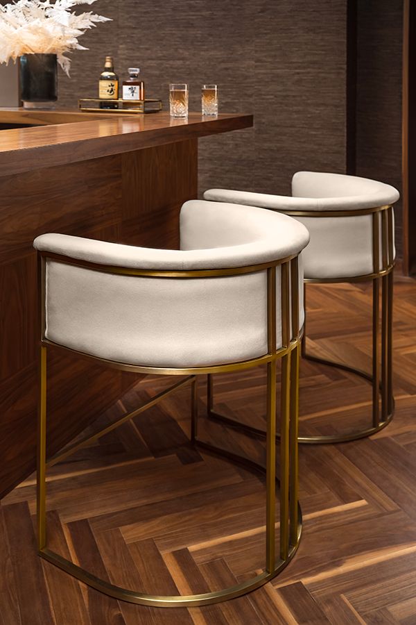 Aria Counter Stool – Chalk – Brass