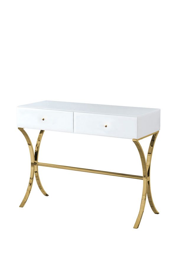 Search My furniture Aurelia White and Champagne Gold Dressing Console Barcelona Console Table Brass Console Table