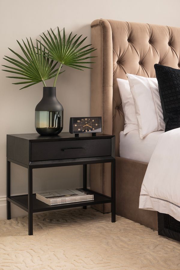 Duo Black Bedside Table