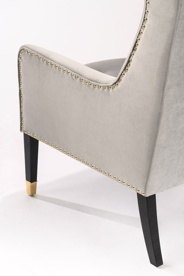 Grayson Armchair Dove Grey - Brushed Gold