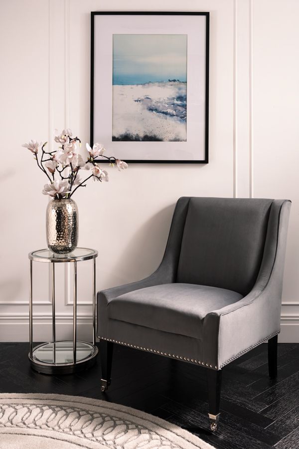 Lauren Chair smoke grey lounge chair with back ring and studs – my ...