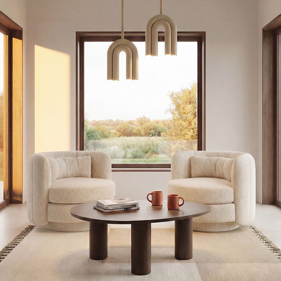 Calvin Swivel Armchair - Travertine