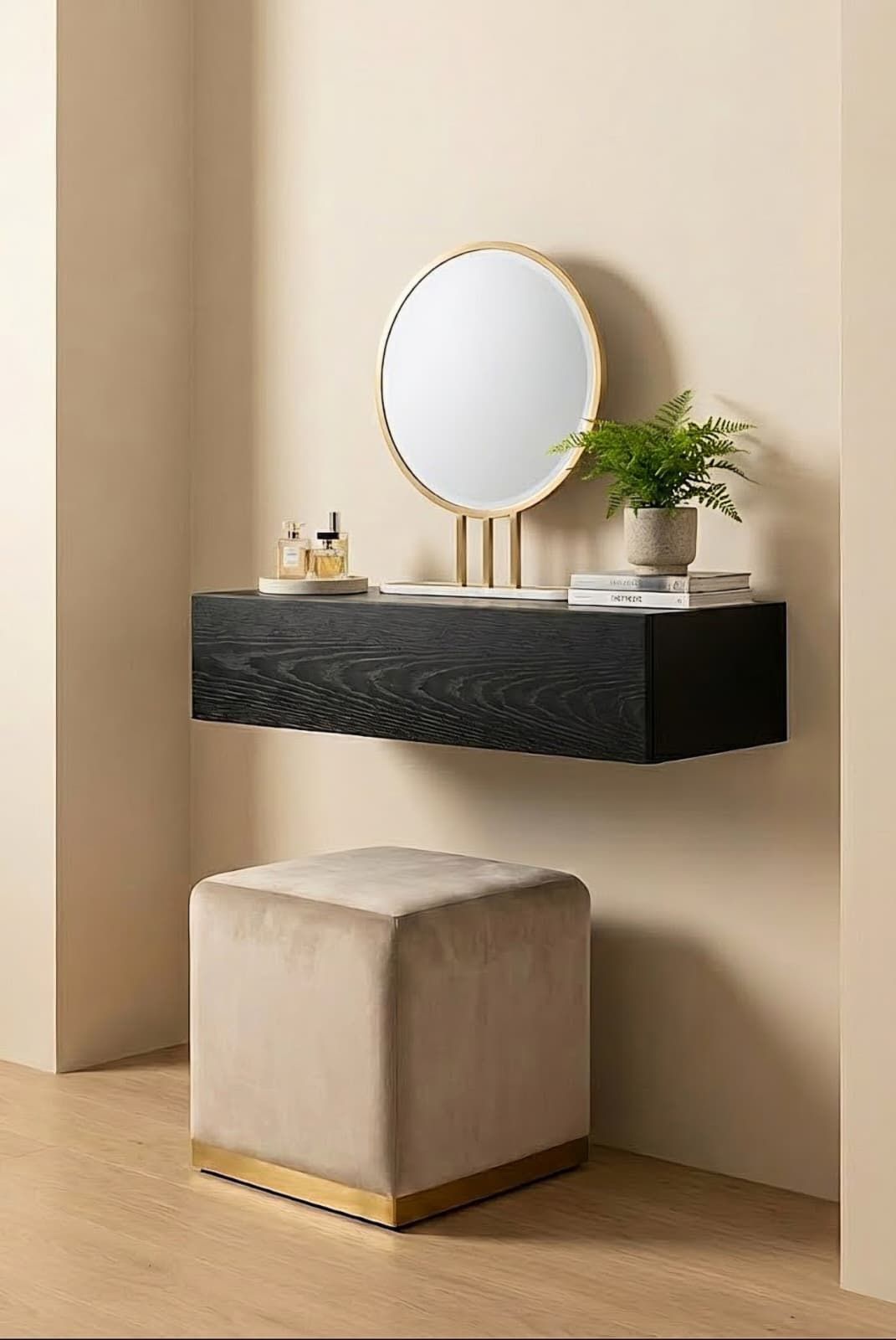 Inga Black Oak Floating Console Table
